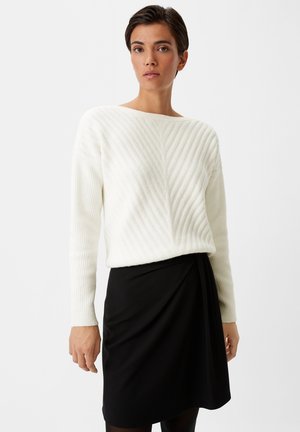 comma MIT ZOPFMUSTER - Strickpullover - weiß - Zalando.at