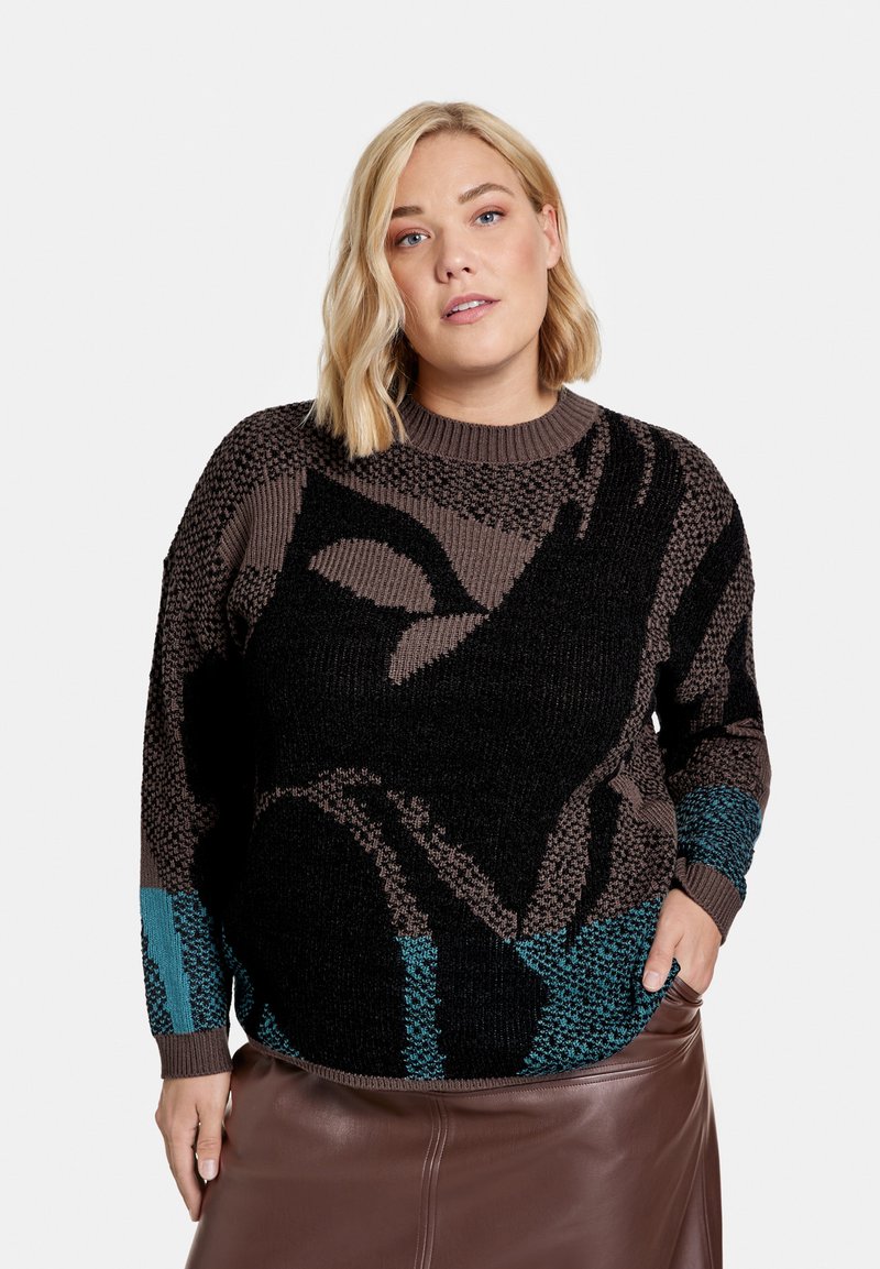 Samoon MIT JACQUARDMUSTER - Jumper - dark chocolate gemustert/brown ...