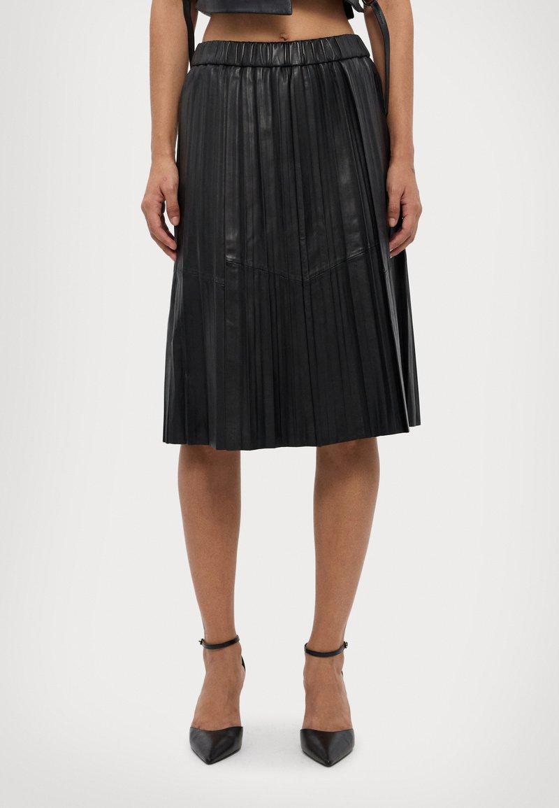 STUDIO ID NAPPA SKIRT - Lederrock - black/schwarz - Zalando