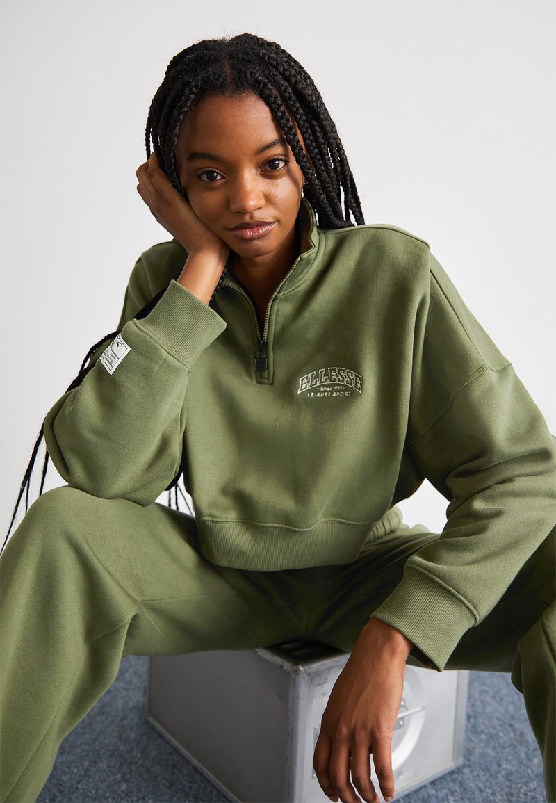 Ellesse ASTURI CROP - Mikina - olive/olivová - Zalando.sk