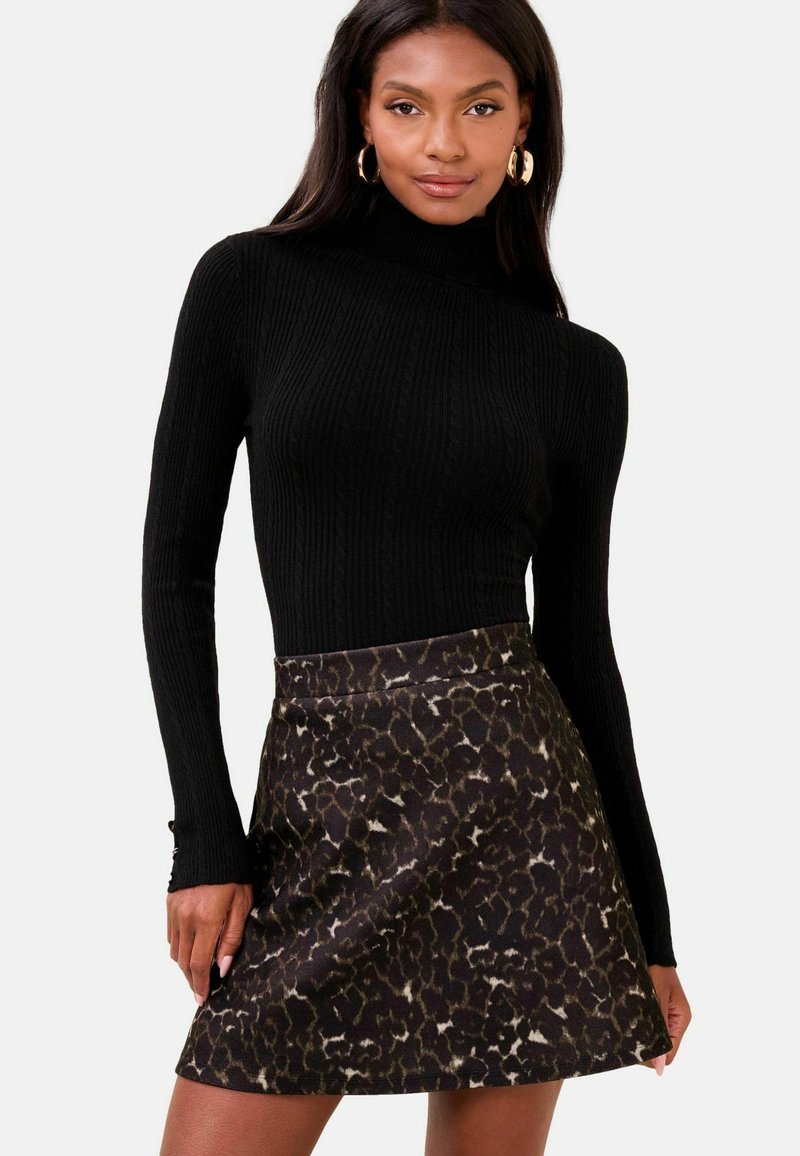 Lipsy REGULAR FIT - SKATER - A-line skirt - brown animal/brown - Zalando