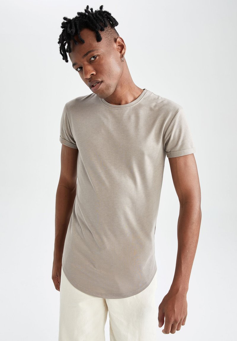DeFacto LONG MUSCLE FIT - T-shirt basic - grey/grigio - Zalando.it