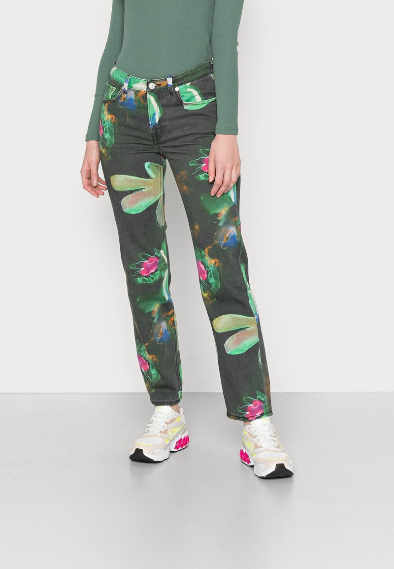 Weekday PIN GREEN BLOOM - Straight leg jeans - green/multi-coloured ...