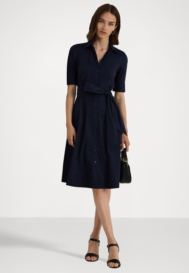 Lauren Ralph Lauren BELTED COTTON BLEND SHIRTDRESS - Blusenkleid - navy ...