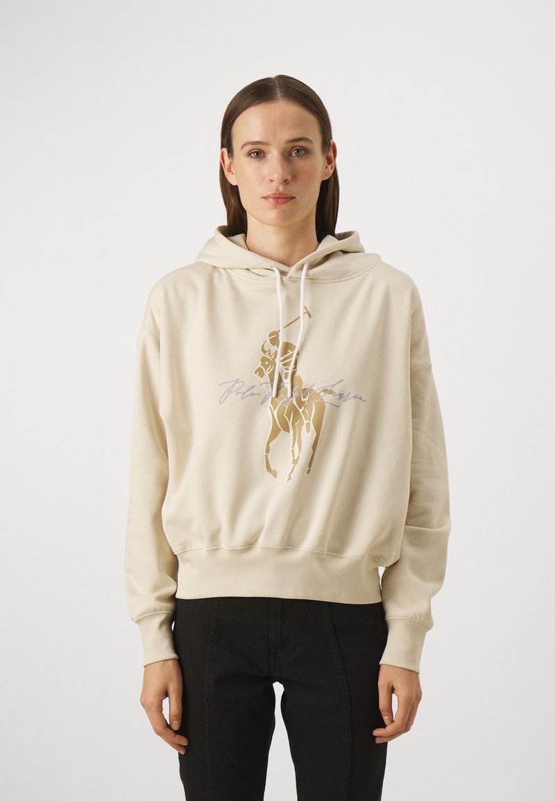 Polo Ralph Lauren LOGO HOODIE - Sweatshirt - boating khaki/off-white ...