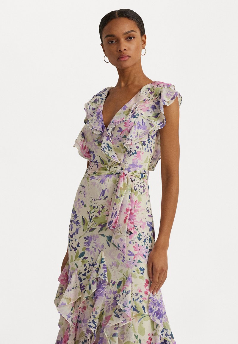 Lauren Ralph Lauren DARBILNE SHORT SLEEVE GOWN - Maxi dress - cream multi/off-white - Zalando.ie