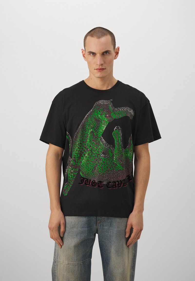 Just Cavalli DOUBLE LEOPARD - Print T-shirt - black - Zalando