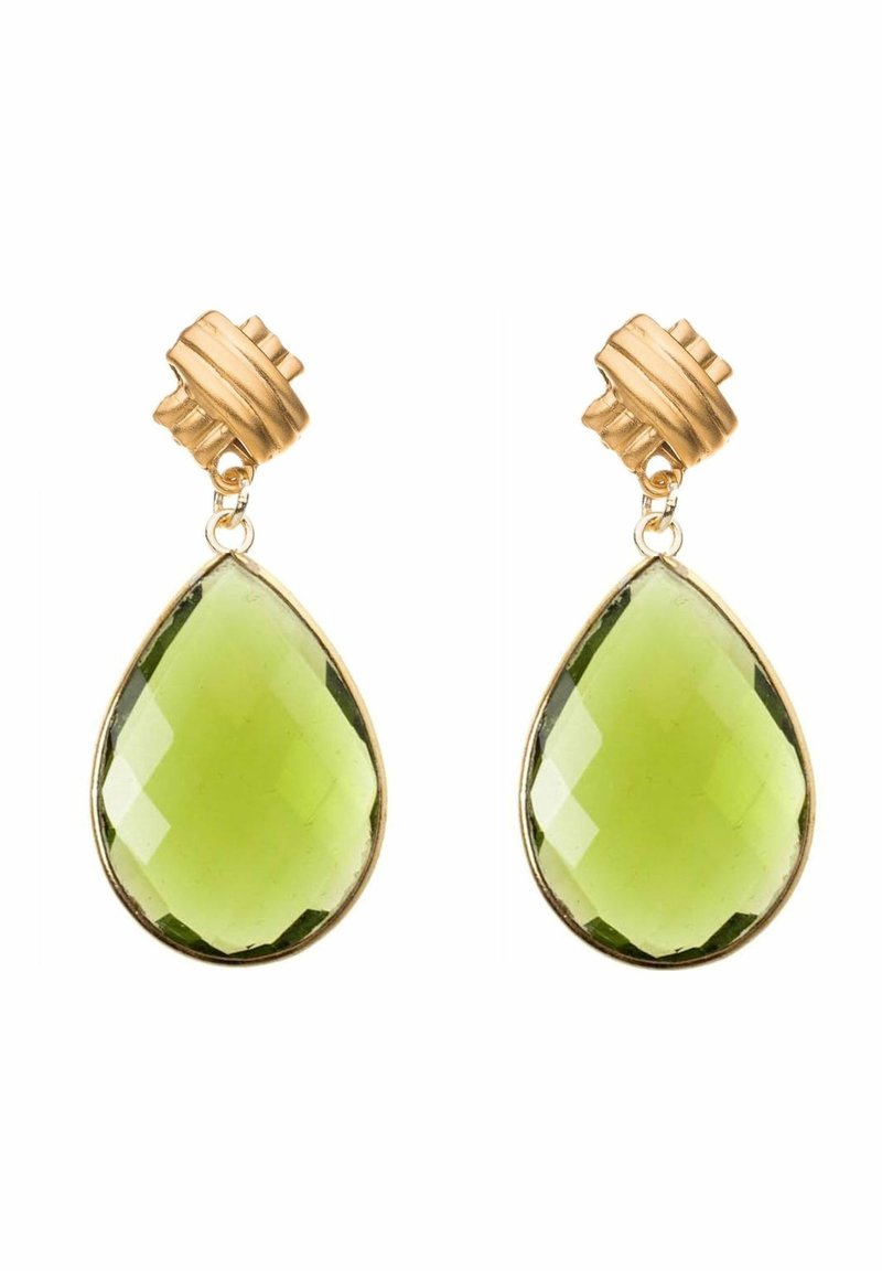 Gemshine PERIDOT QUARZ TROPFEN - Örhänge - gold coloured/guldfärgat ...