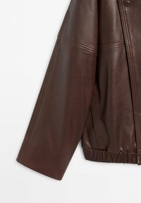 Massimo Dutti ASYMMETRIC - Leather jacket - dark brown - Zalando.co.uk