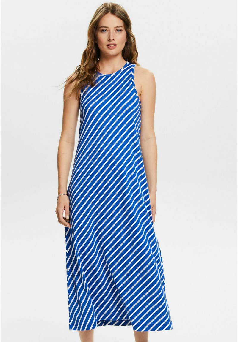 Esprit GESTREIFTES ÄRMELLOSES - Jerseykleid - bright blue/blau - Zalando.ch