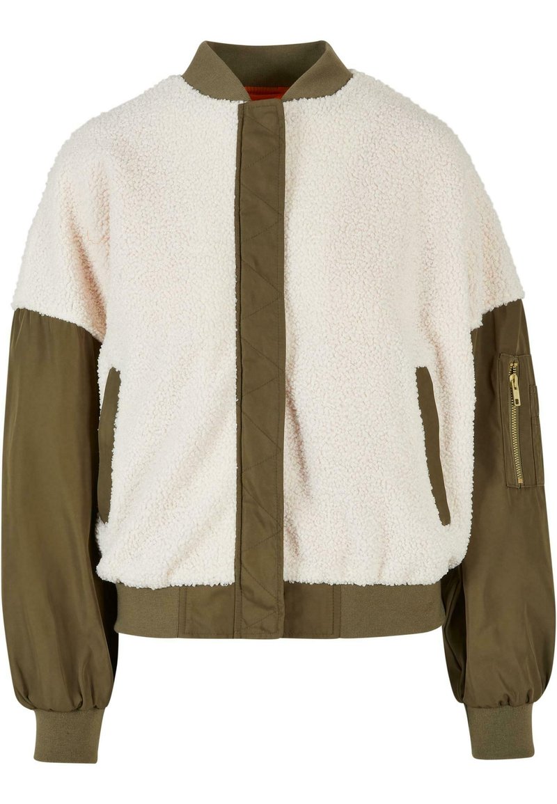 Urban Classics MIXED - Bomber Jacket - whitesand darkolive/white ...