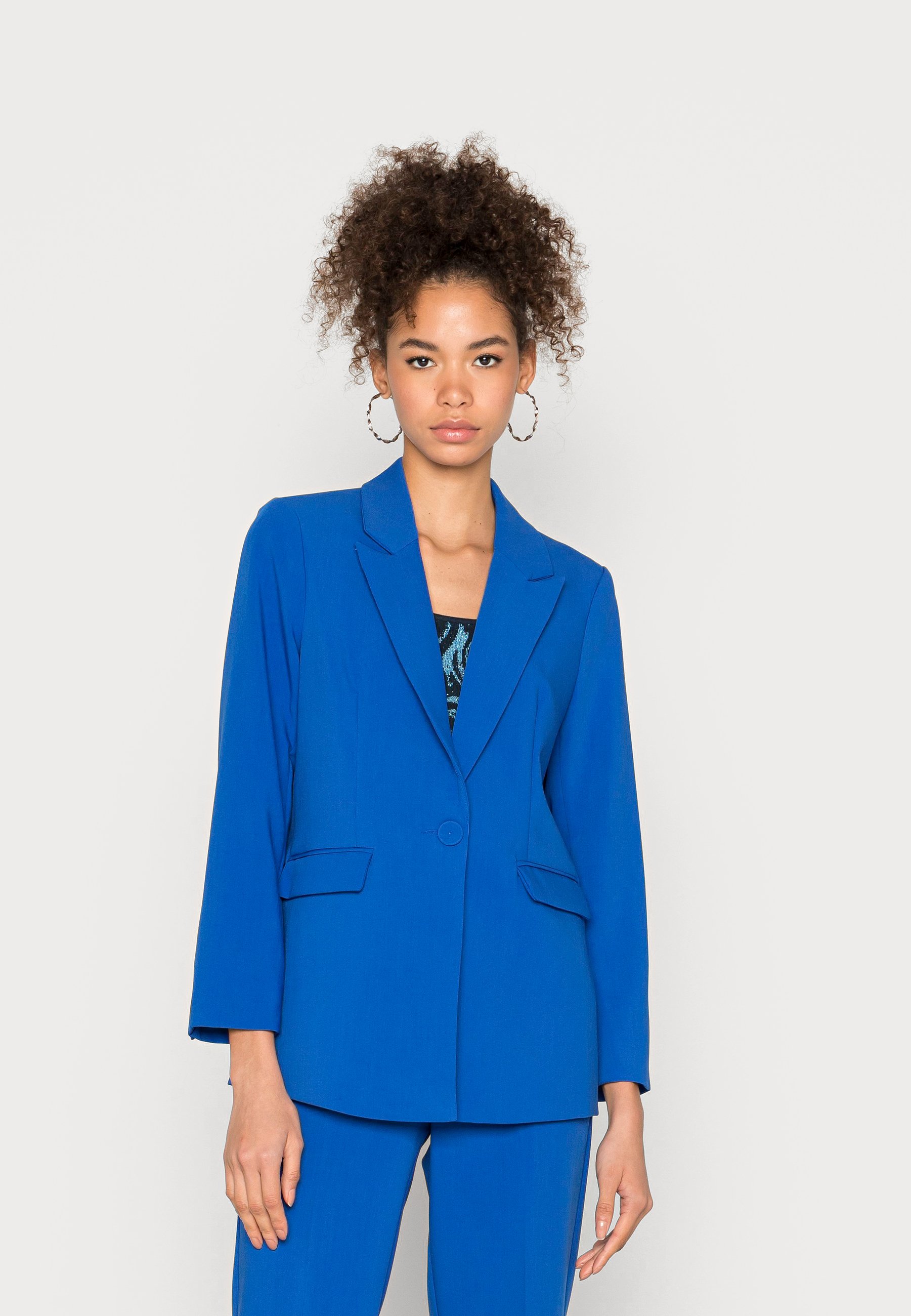 Stradivarius Ruched Sleeve Blazer Pants Two Piece In Blue 45 Off