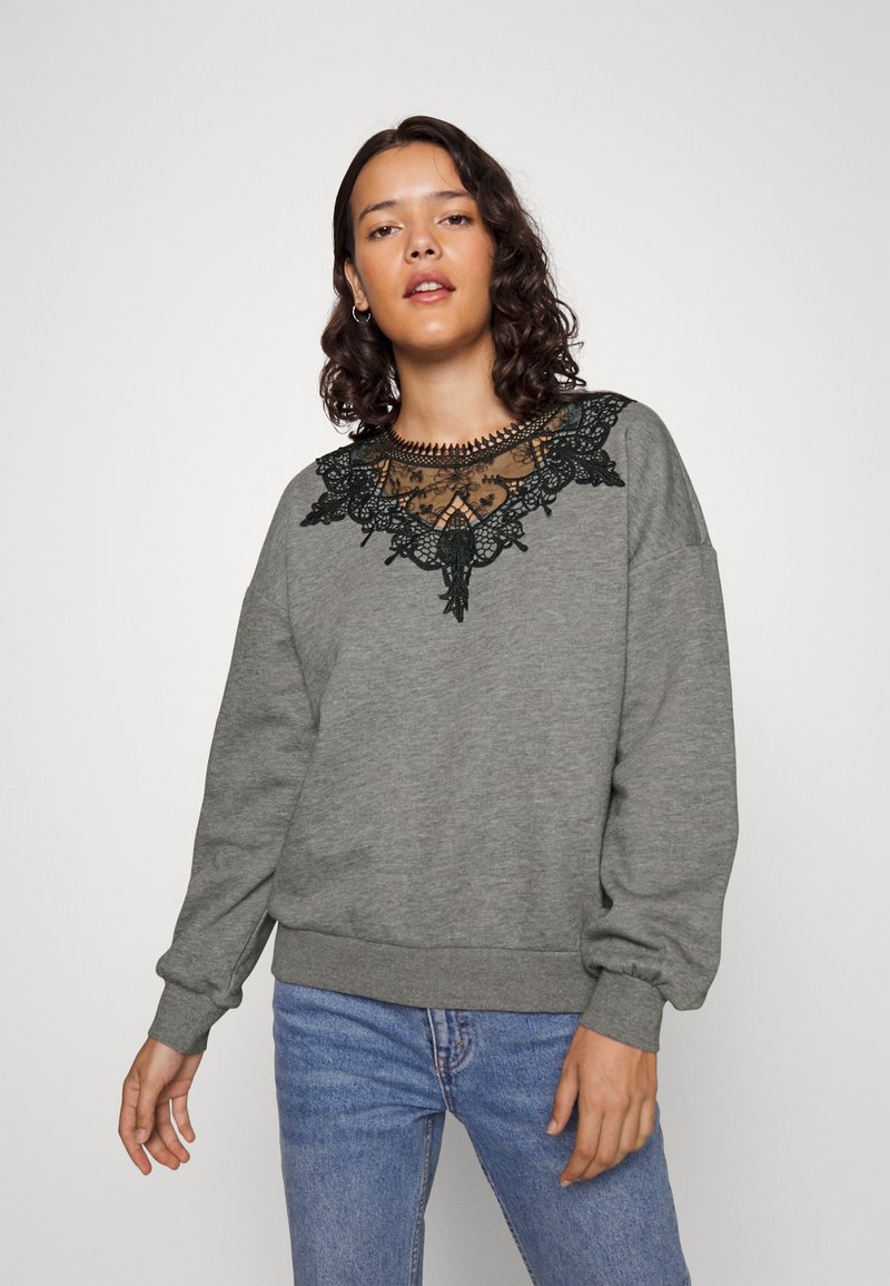ONLY ONLWANTED LACE - Sweatshirt - medium grey/grau - Zalando.de