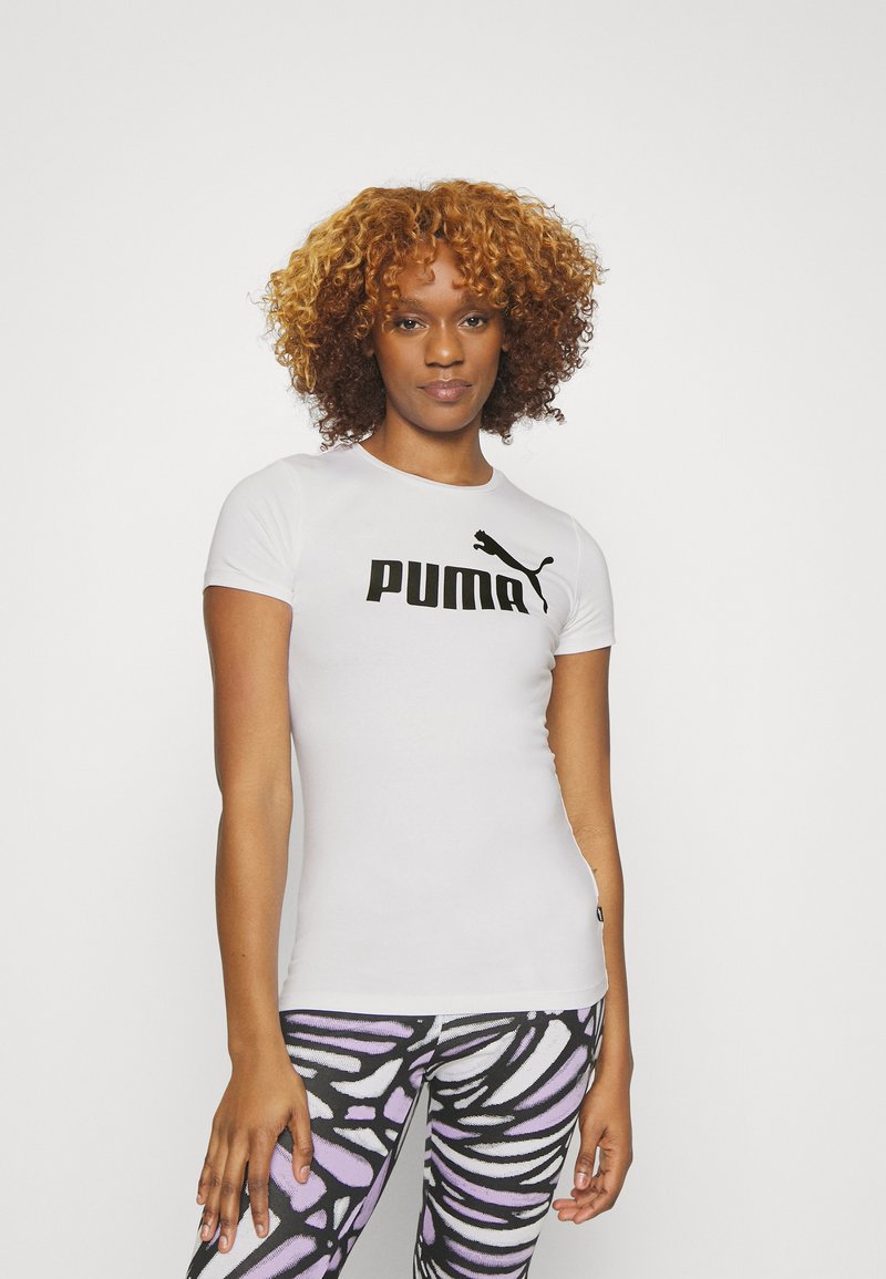 Puma ESS SLIM LOGO - T-shirt imprimé - white/blanc - ZALANDO.BE
