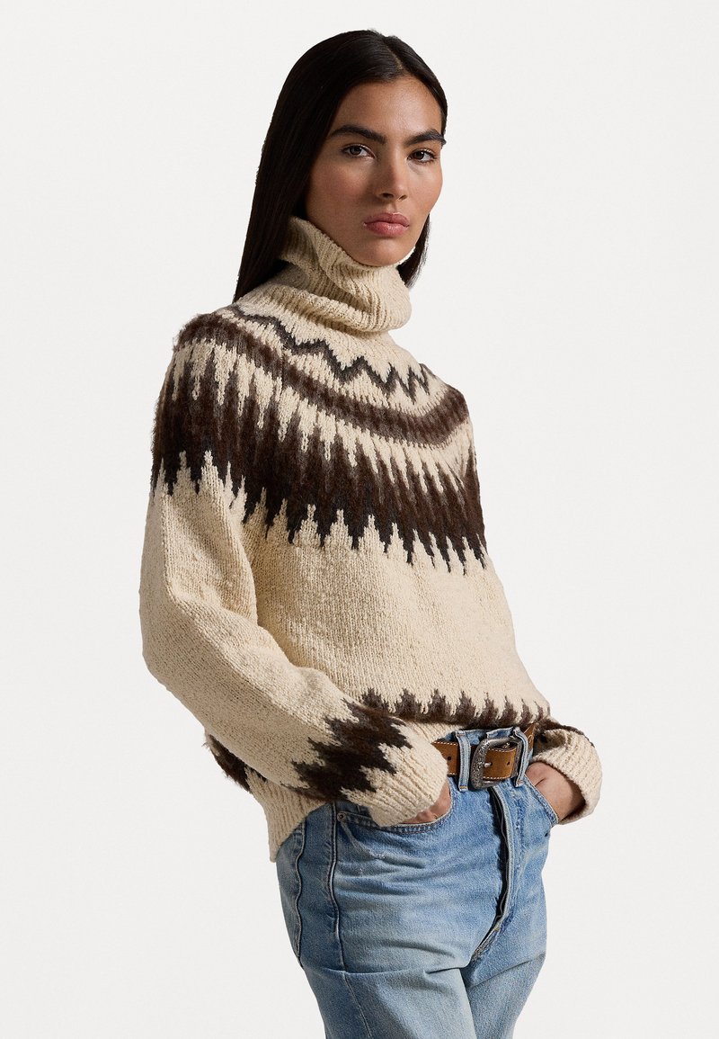 Polo Ralph Lauren FAIR ISLE WOOL-BLEND TURTLENECK - Jumper - cream ...