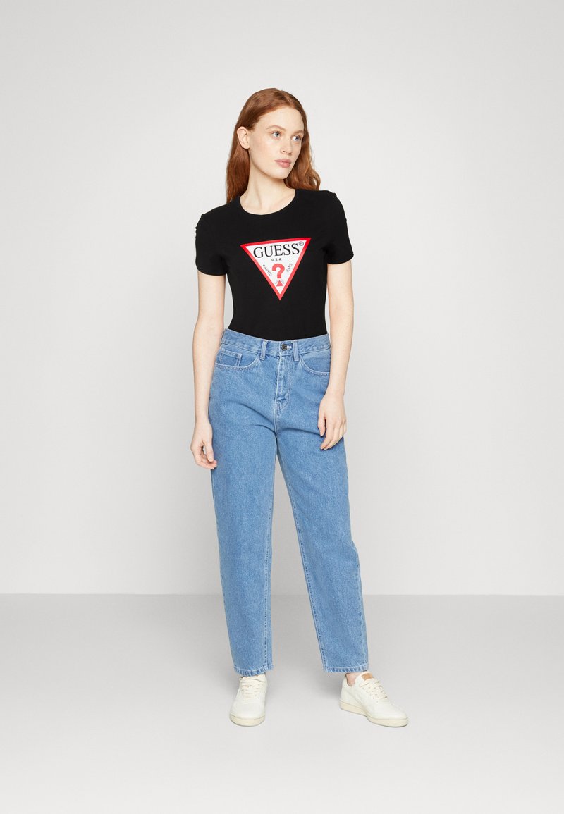 Guess ORIGINAL TEE - Print T-shirt - jet black/black - Zalando.ie