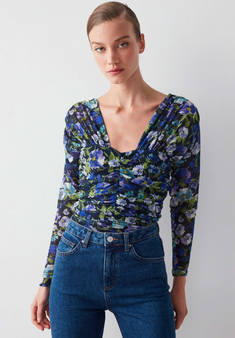 Ipekyol COMBED FLOWER PATTERN - Bluse - blue/blau - Zalando.at