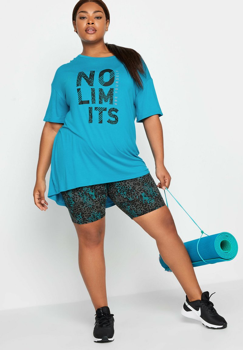 Yours Clothing NO LIMITS SLOGAN - T-Shirt print - Blue/blau - Zalando.de