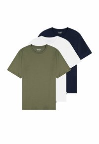 Wrangler 3 PACK TEE - Basic T-shirt - white olive navy/white - Zalando