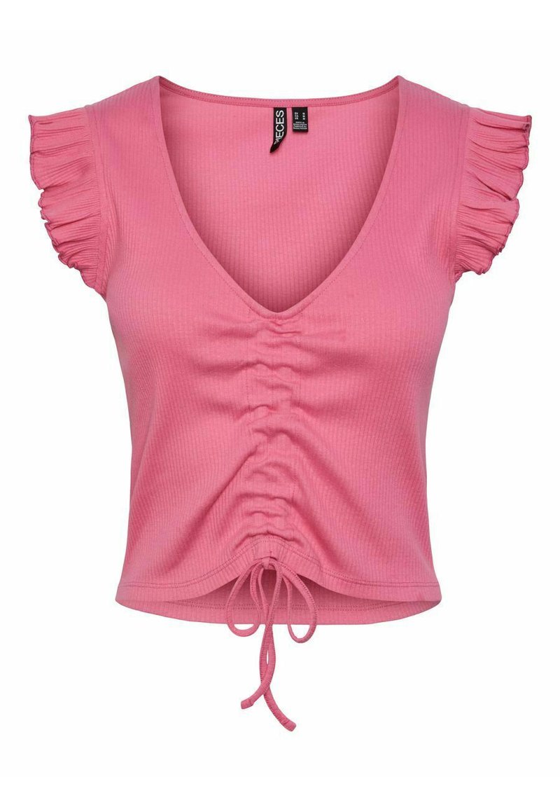 Pieces CROP TEGAN - Basic T-shirt - shocking pink/pink - Zalando.de
