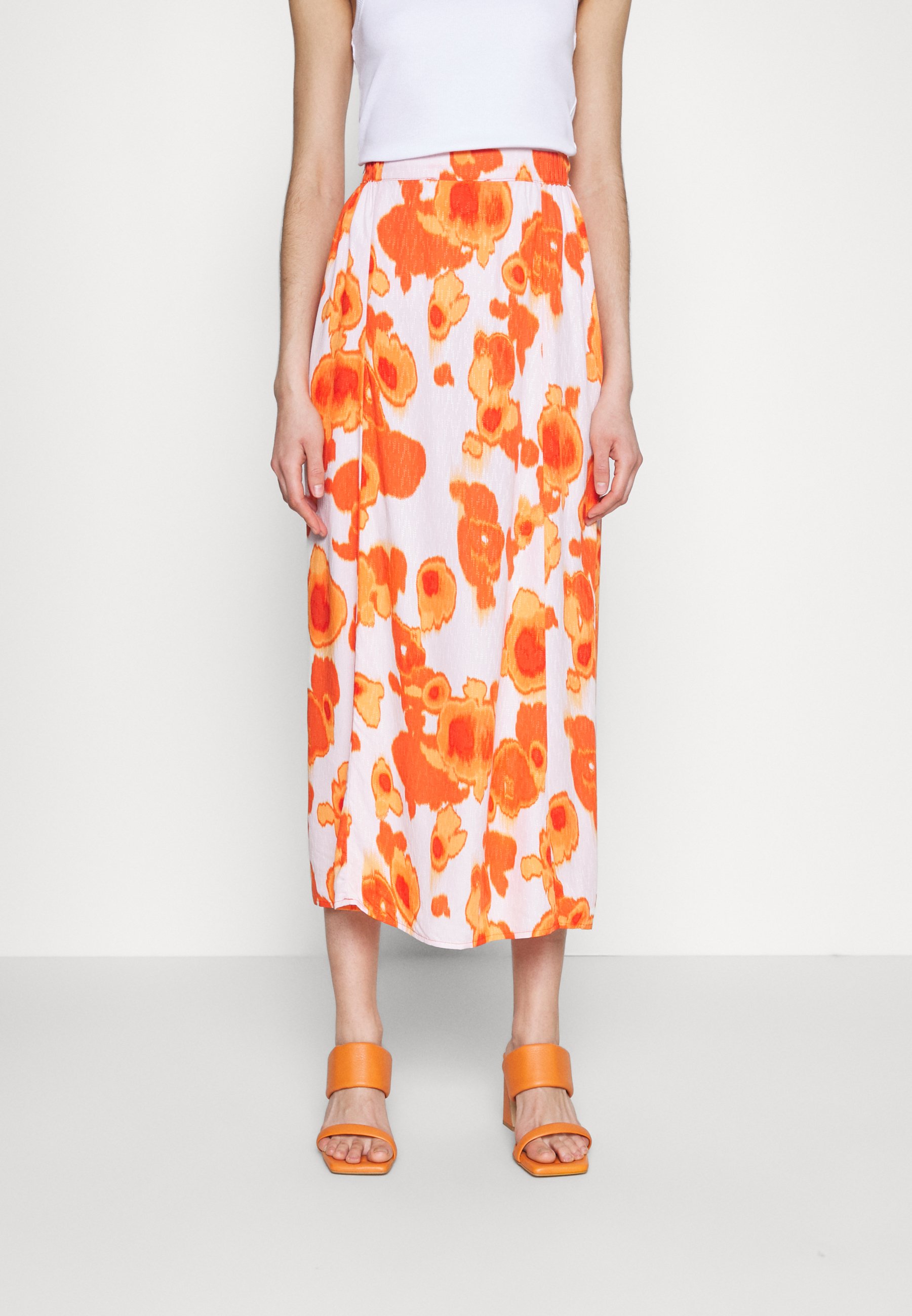 Selected Femme SLFNICOLETTE ANKEL SKIRT - A-Linien-Rock - orangeade ...