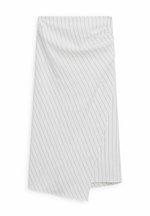 Massimo Dutti MIDI STRIPES DETAIL - Wrap skirt - white - Zalando.de