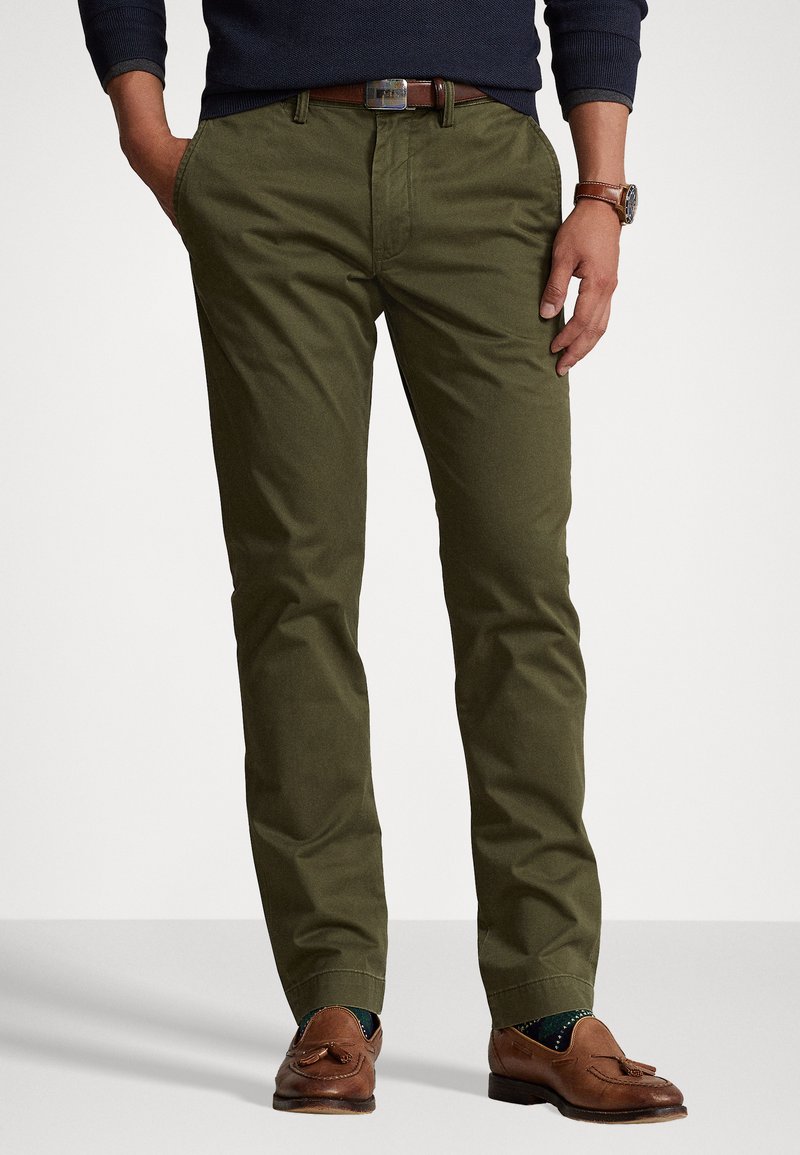 Polo Ralph Lauren STRETCH SLIM FIT CHINO TROUSER - Pantalones chinos - dark green/verde oscuro ...
