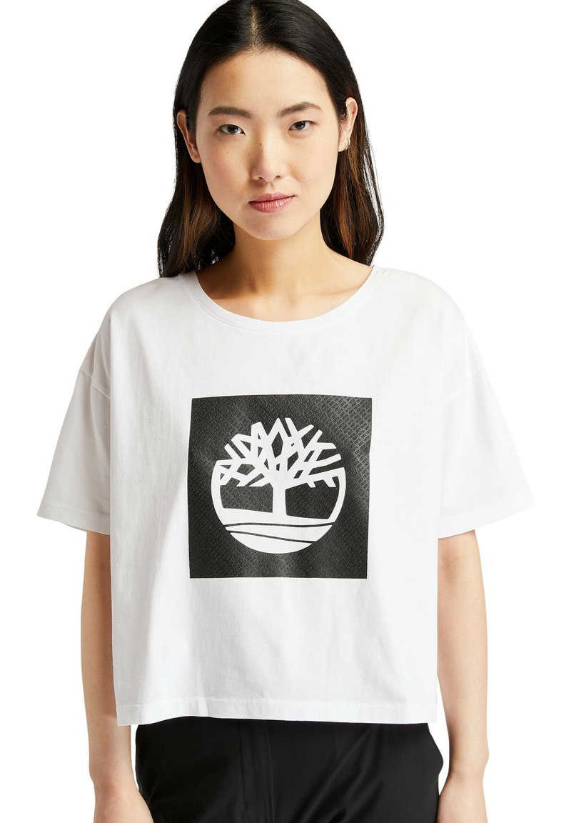 Timberland CROPPED LOGO TEE - T-Shirt print - white/weiß - Zalando.at