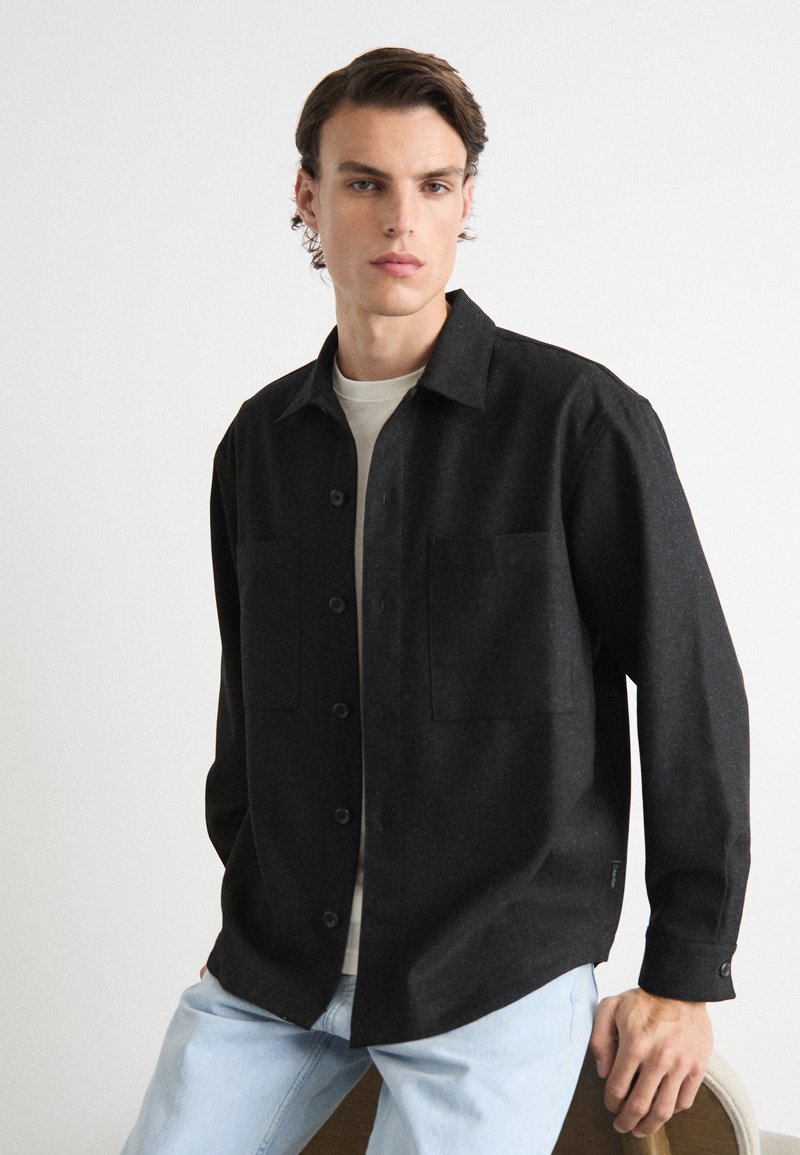 Calvin Klein OVERSHIRT - Light jacket - black - Zalando
