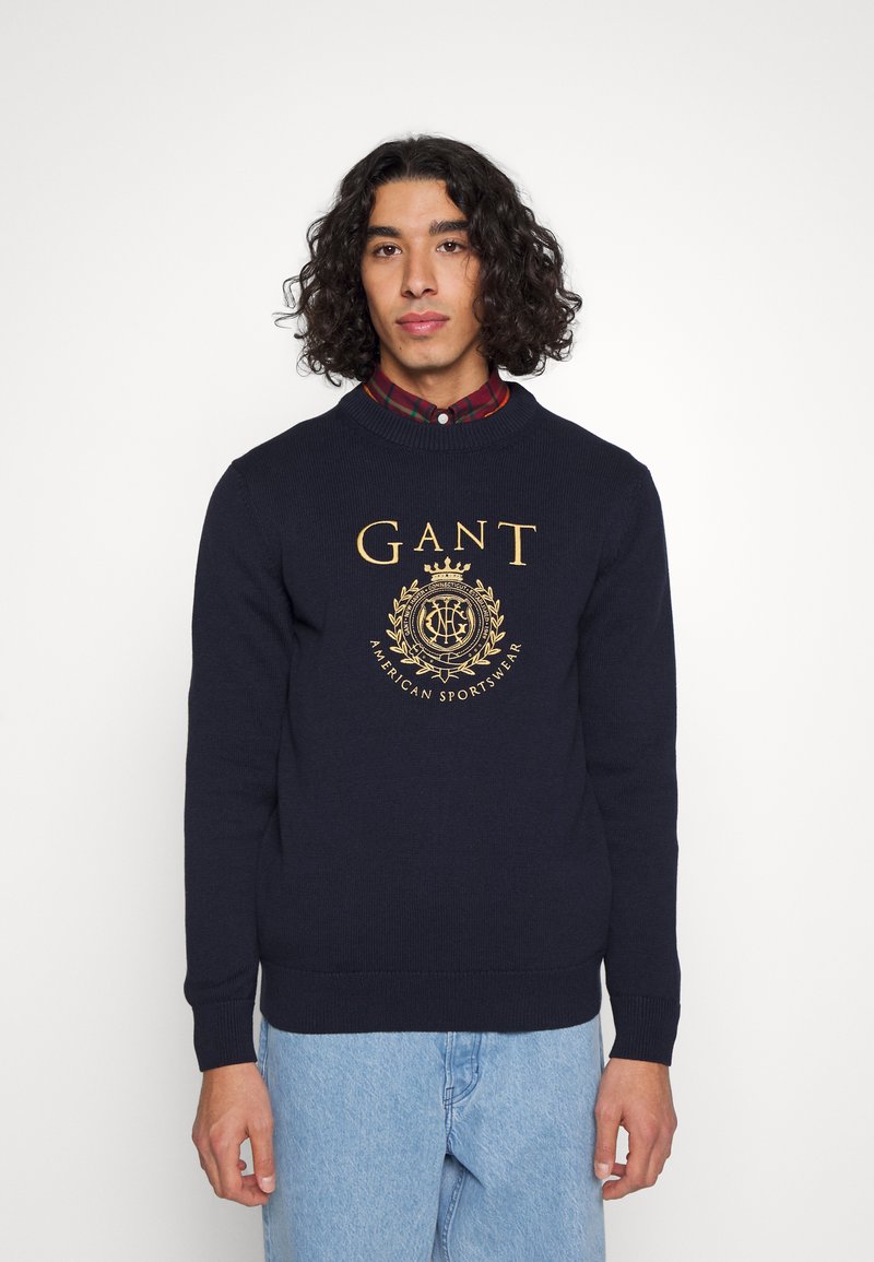 GANT EXCLUSIVE LOGO C-NECK - Jumper - evening blue/dark blue - Zalando ...