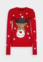 Vero Moda VMTINSEL O-NECK XMAS - Trui - chinese red/snow white/sepia ...