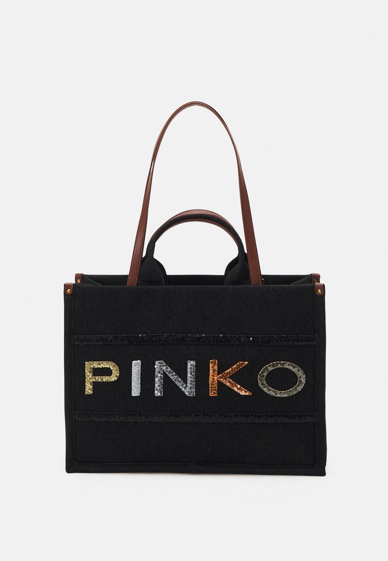 Pinko SHOPPER RICAMO LOGO - Bolso shopping - denim nero/antique gold-coloured/negro - Zalando.es