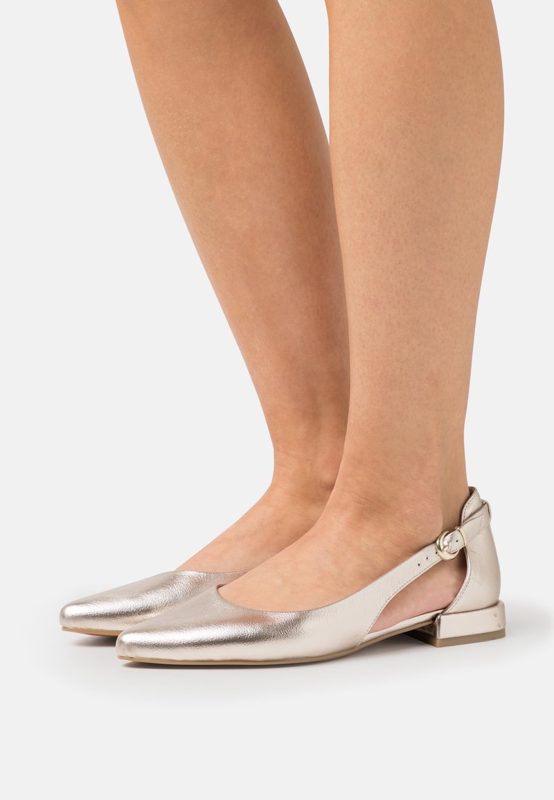 Marco Tozzi Baleríny s otevřenou patou - platinum/zlatá barva - Zalando.cz