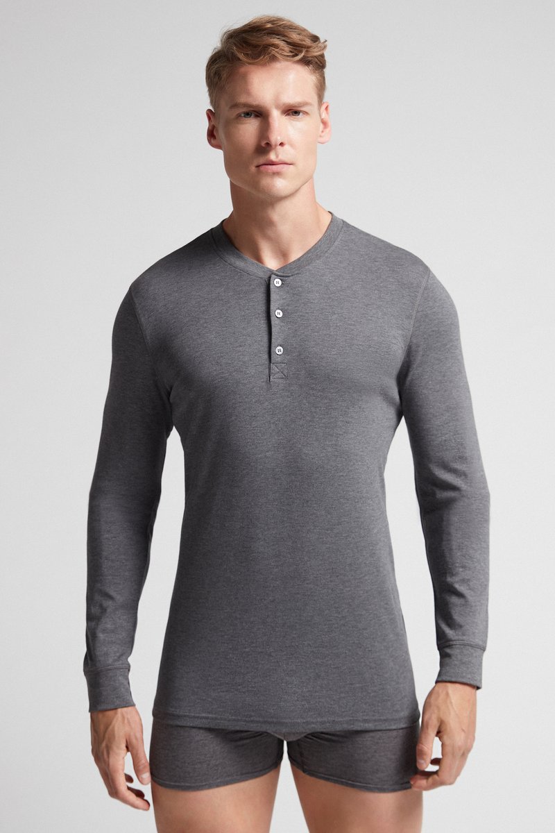 Intimissimi INTERLOCK - Long sleeved top - dark grey - Zalando.ie