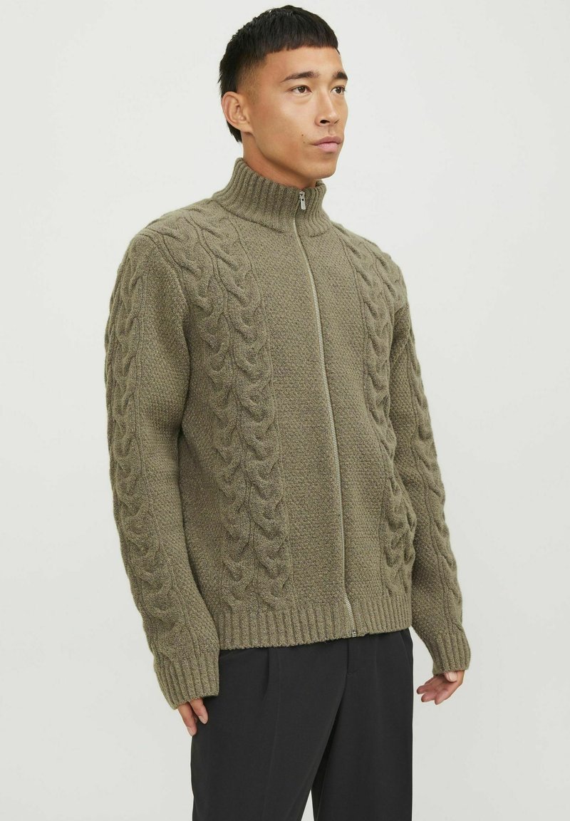 Jack & Jones PREMIUM REISSVERSCHLUSS - Strickjacke - brindle/grün ...