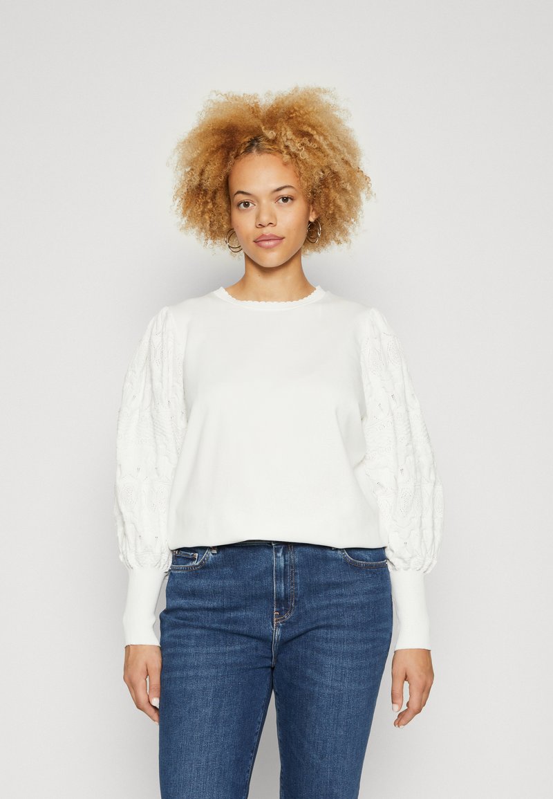 ONLY Curve ONCMELITA O NECK - Pullover - cloud dancer/blanc - ZALANDO.BE