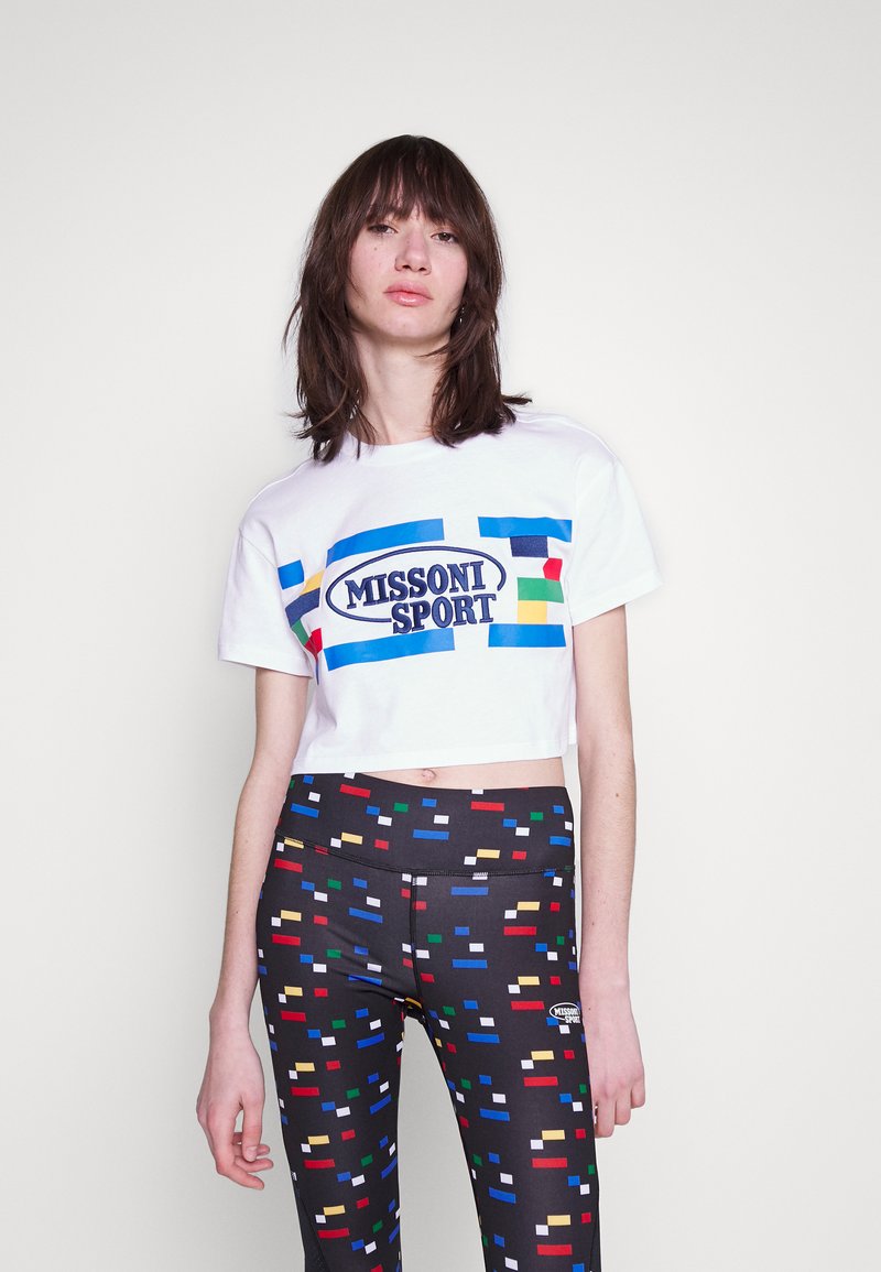 Missoni Sport SHORT SLEEVE - T-Shirt print - white/multicolor/weiß ...