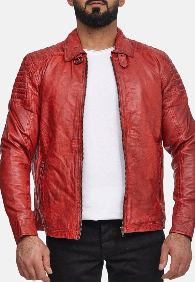 Elara ECHT - Leather jacket - rot/red - Zalando