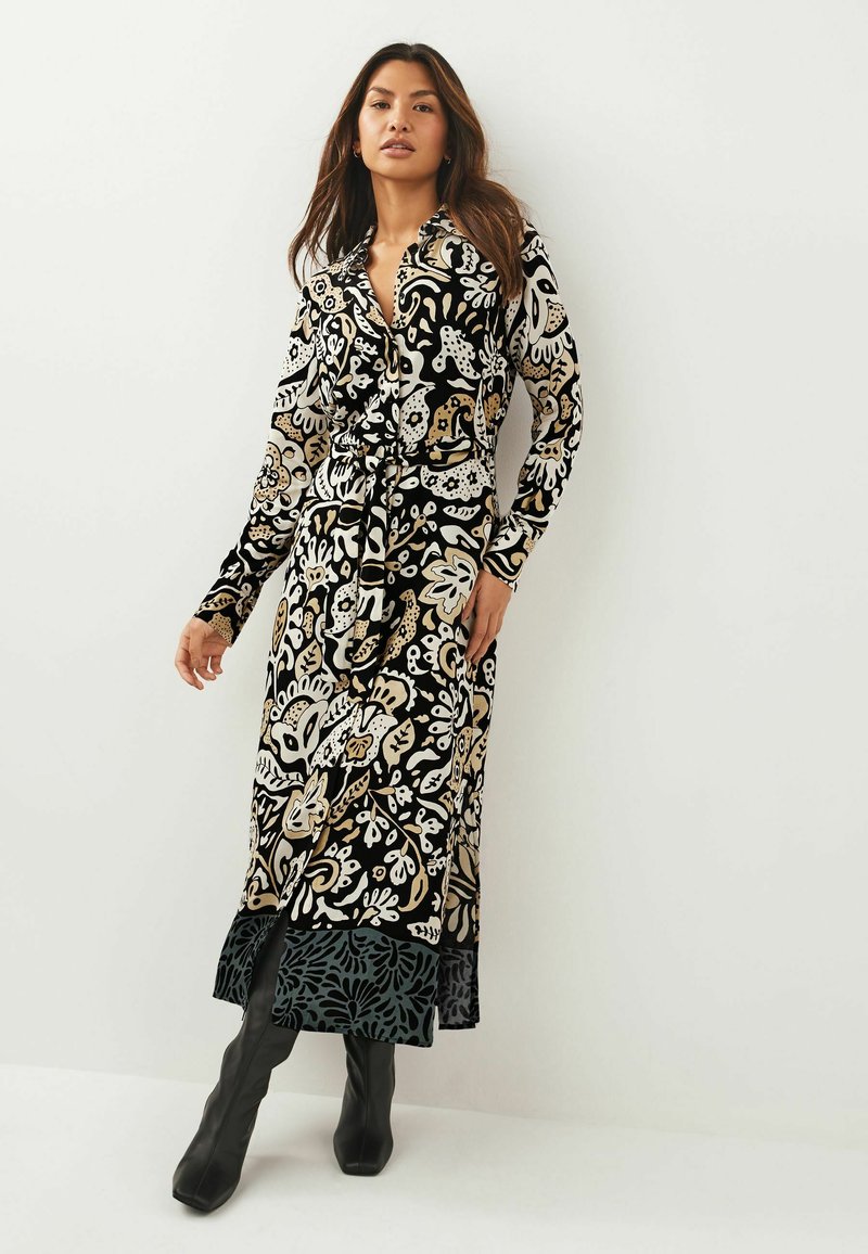 Next TIE WAIST - Robe longue - black & white/noir - ZALANDO.FR