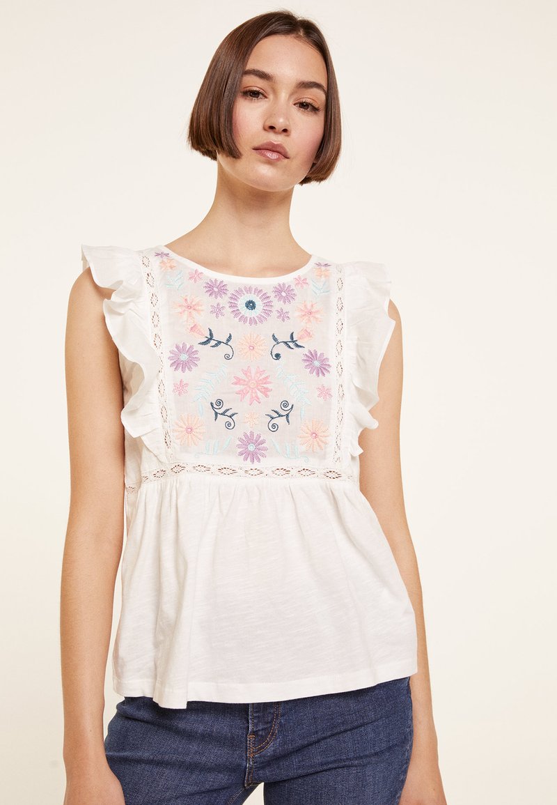 Springfield EMBROIDERED CHEST - Bluse - white/weiß - Zalando.at
