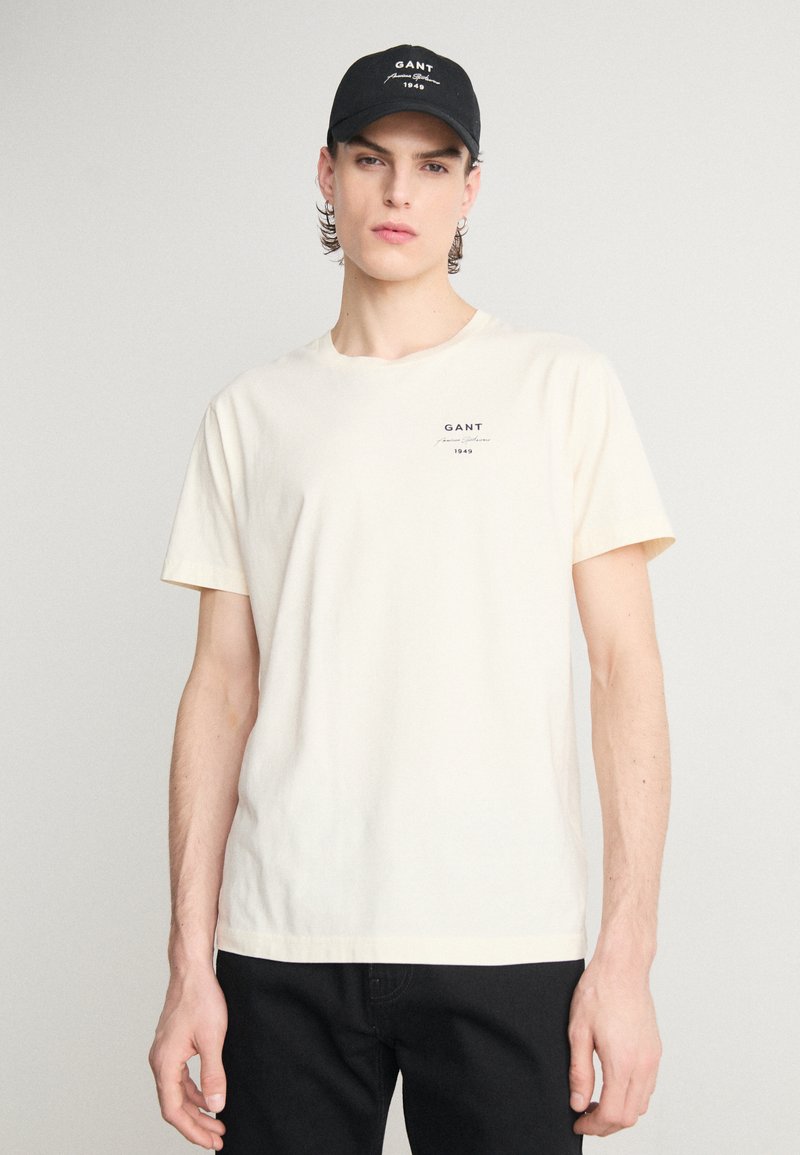 GANT LOGO SCRIPT - Basic T-shirt - cream/off-white - Zalando.co.uk