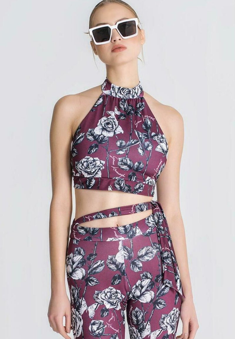 Gianni Kavanagh CROPT UNDER HALTER NECK - Blusa - burgundy/morado ...
