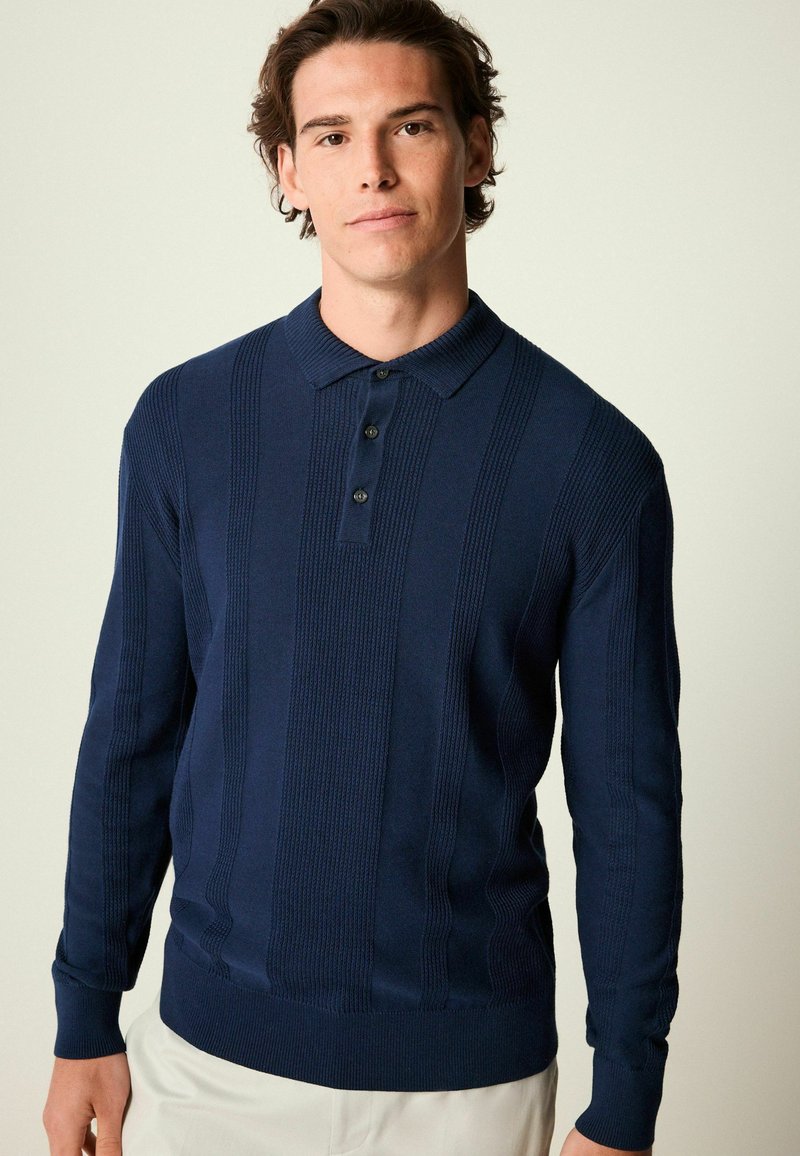 Next TEXTURE - Long sleeved top - navy/blue - Zalando