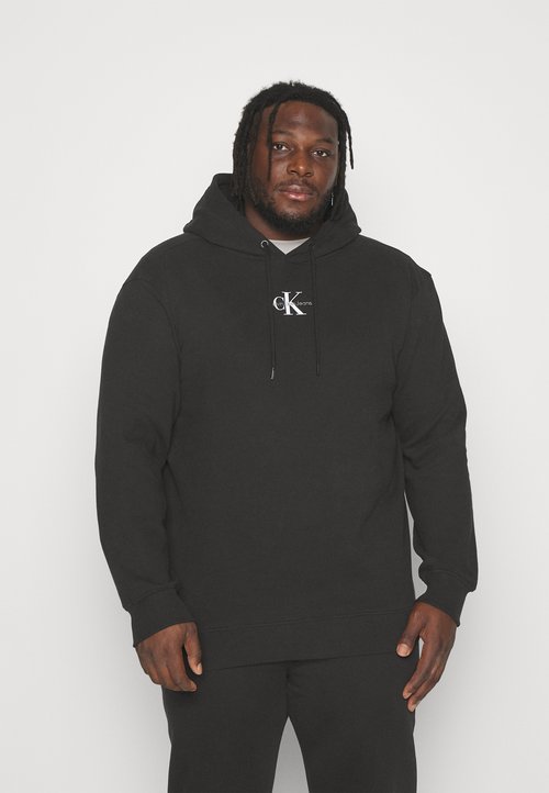 Calvin Klein Jeans Plus SEASONAL MONOLOGO HOODIE - Kapuzenpullover - black/porpoise/schwarz ...