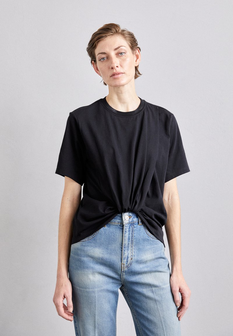 Victoria Beckham TWIST FRONT TEE - Print T-shirt - black - Zalando.ie