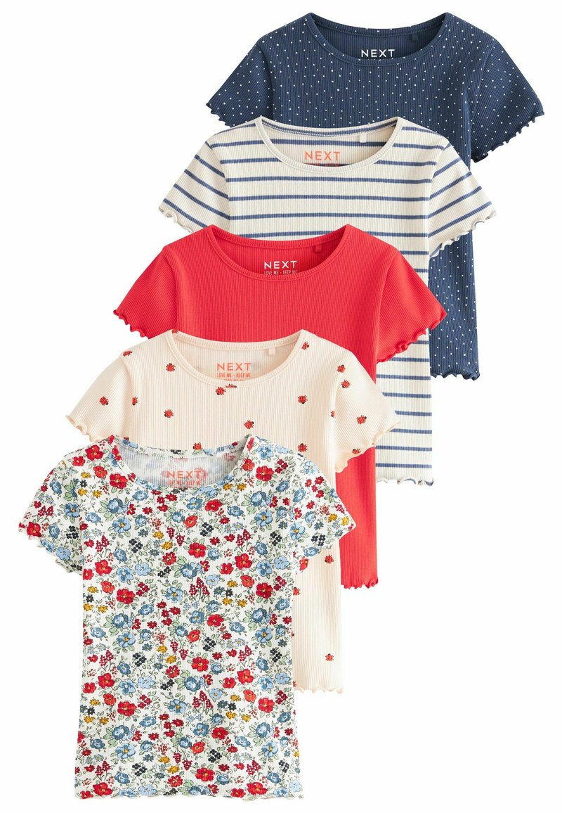 Next SHORT SLEEVE RIB T-SHIRTS 5 PACK - T-Shirt print - red blue/blau ...