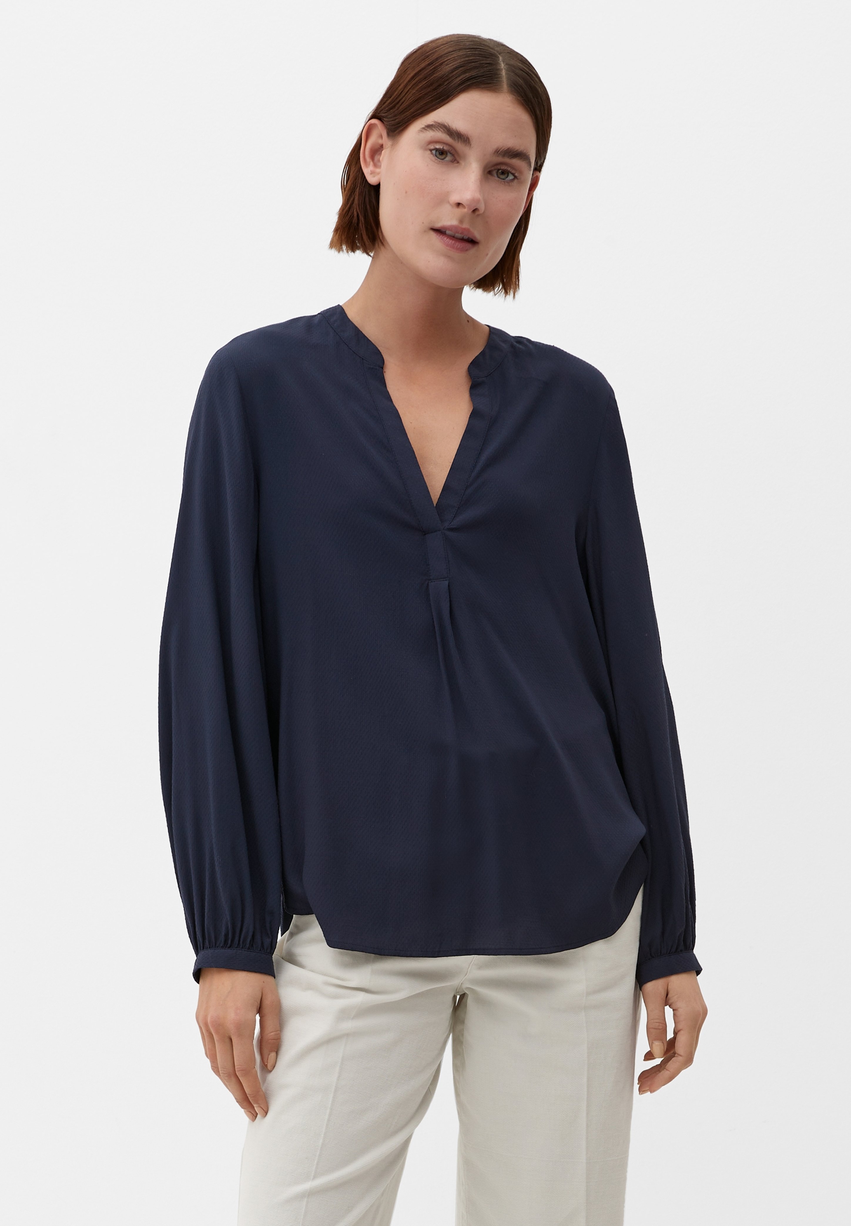s.Oliver DE TEXTURE ARMURÉE - Bluse - navy/dunkelblau - Zalando.ch