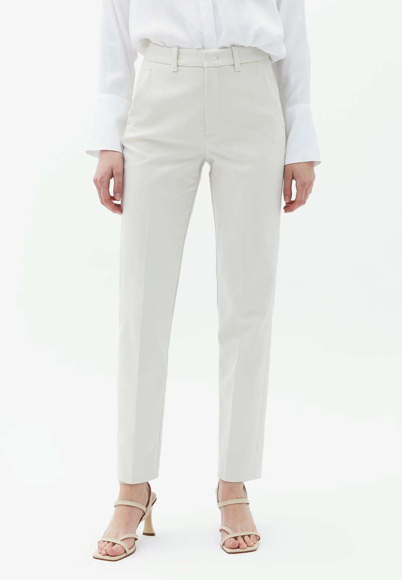 Oxxo High Rise Straight Leg Stoffhose Light Gray Hellgrau Zalando De