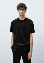 Massimo Dutti SHORT SLEEVE - T-Shirt basic - black/schwarz - Zalando.de