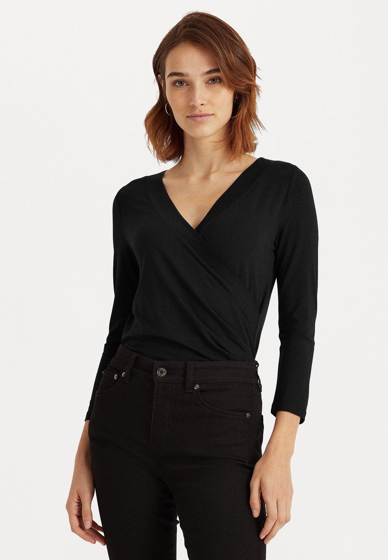 Lauren Ralph Lauren Petite SURPLICE JERSEY TOP - Langarmshirt - black ...